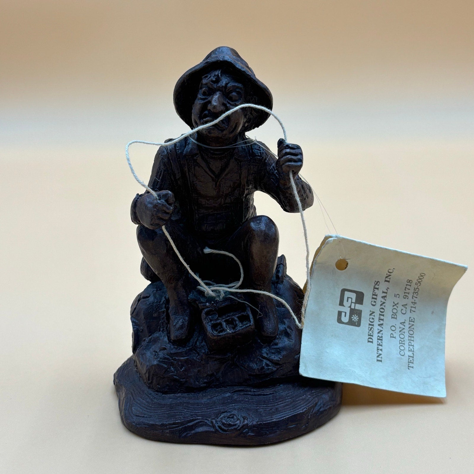 Vintage 1988 Design Gifts Fisherman Sculpture - Pecan & Walnut Shell A ...